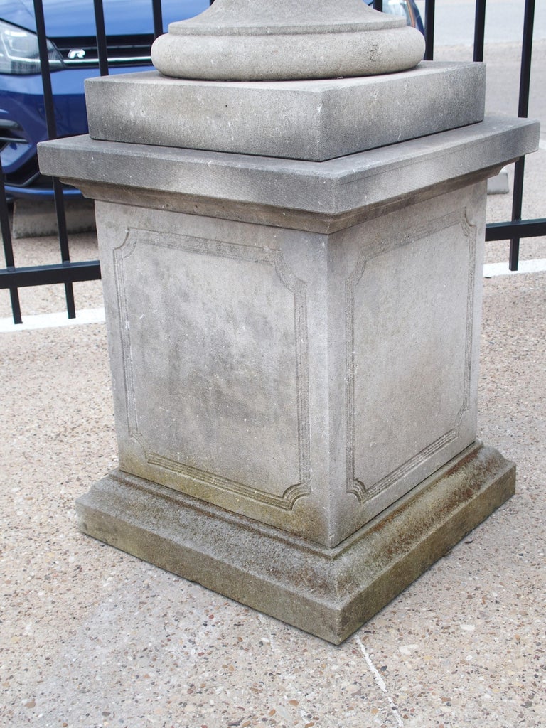 Pair of Italian Limestone Urns with Fruit and Floral Bouquets on ...