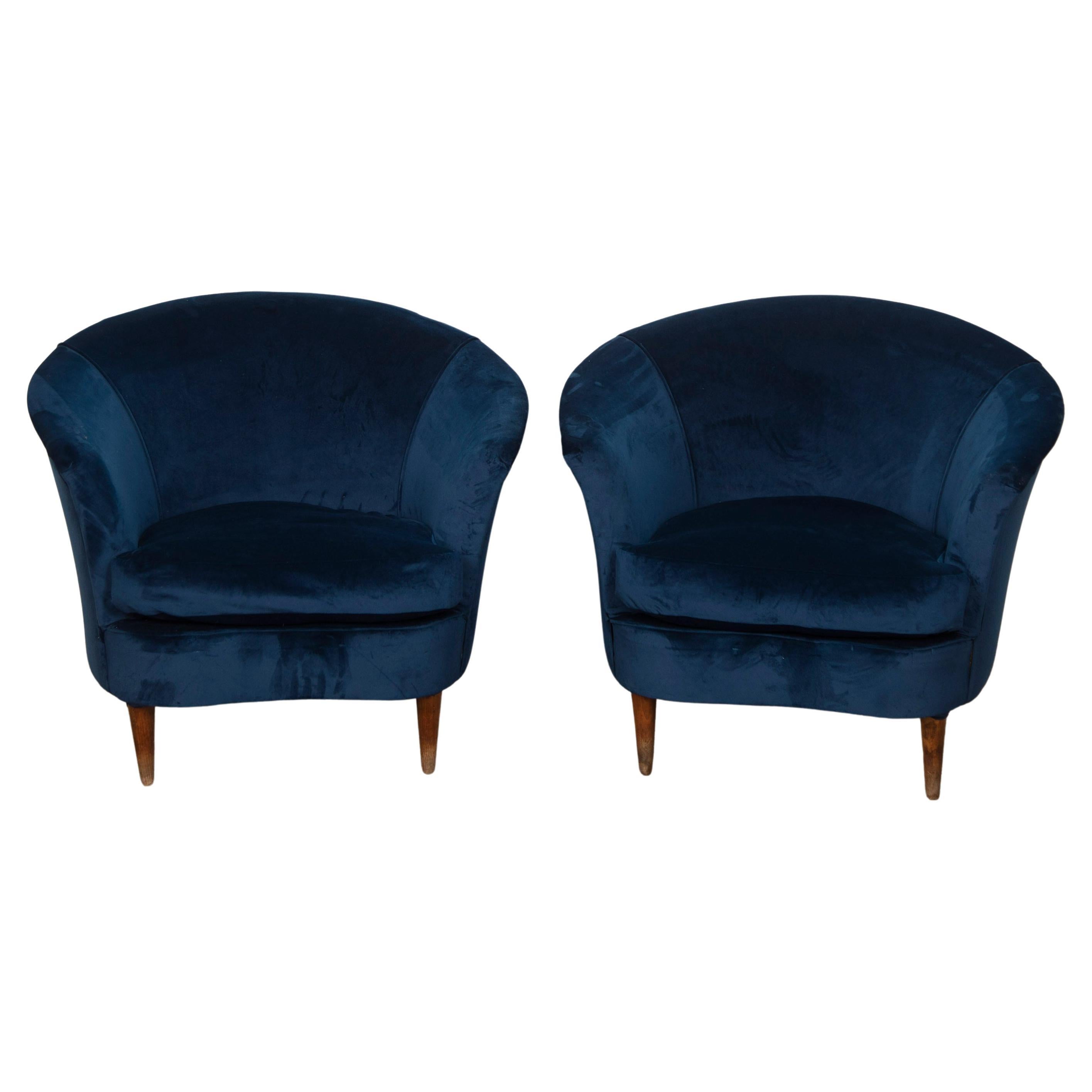 Pair of Italian Curule Campaign Chairs in Wood and Chartreuse Velvet ...