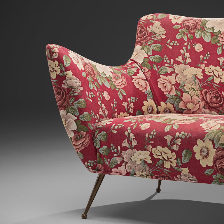 Italian Lounge Chairs with Red Floral Upholstery For Sale at 1stDibs ...