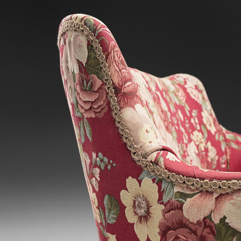 Italian Lounge Chairs with Red Floral Upholstery For Sale at 1stDibs ...