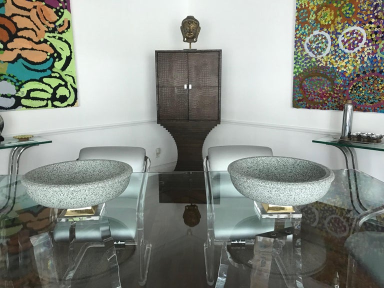 Pair of Italian Mangani Ceramic Pedestal Bowls at 1stDibs