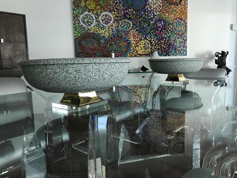 Pair of Italian Mangani Ceramic Pedestal Bowls at 1stDibs