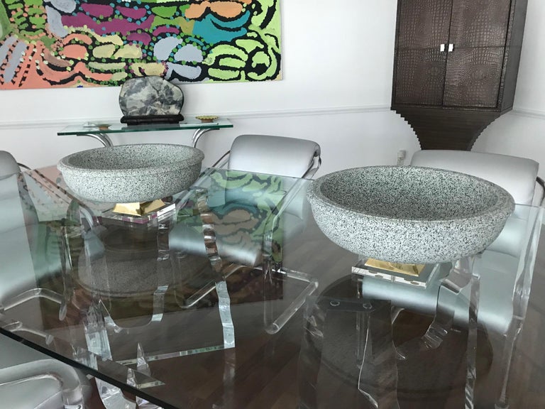 Pair of Italian Mangani Ceramic Pedestal Bowls at 1stDibs