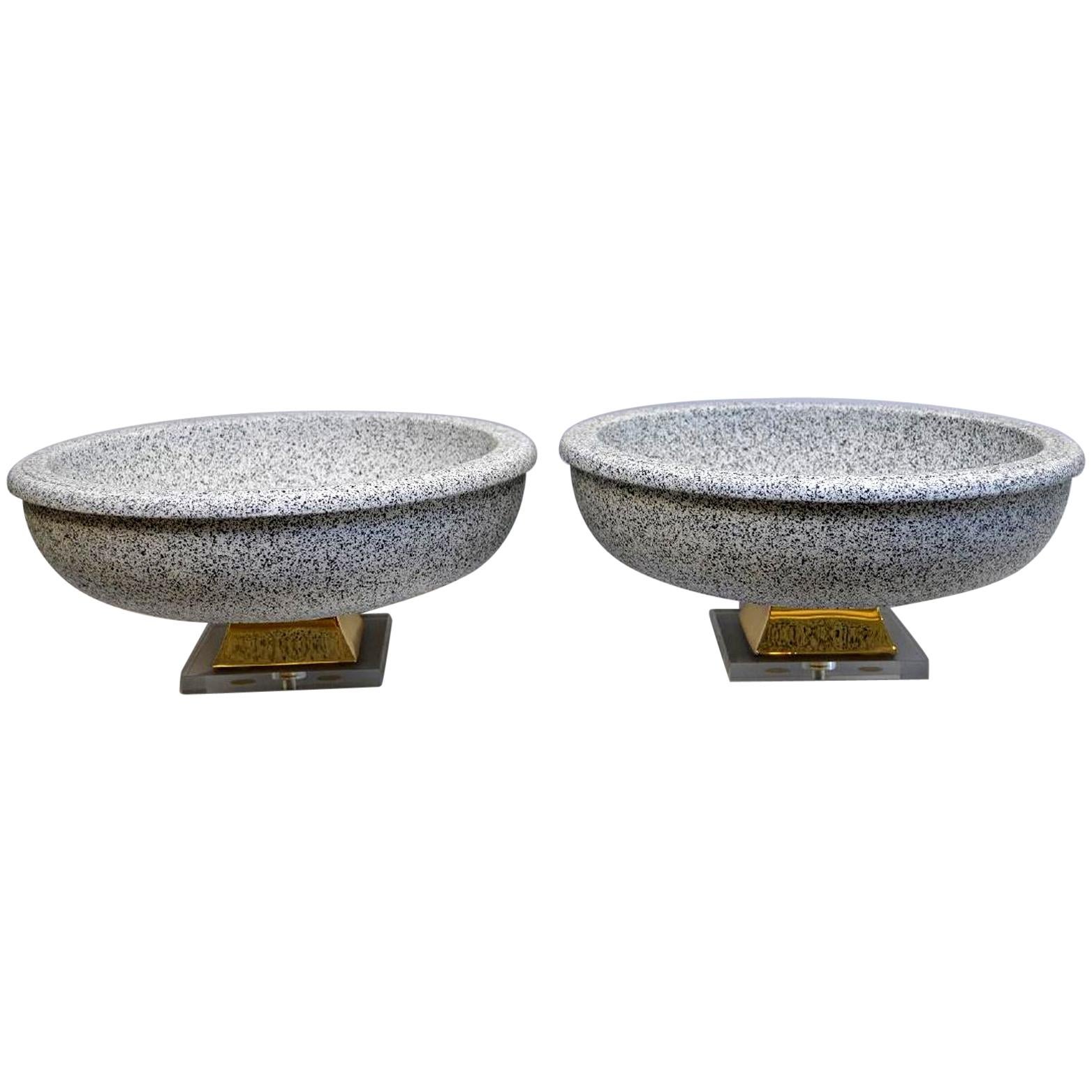 Pair of Italian Mangani Ceramic Pedestal Bowls at 1stDibs