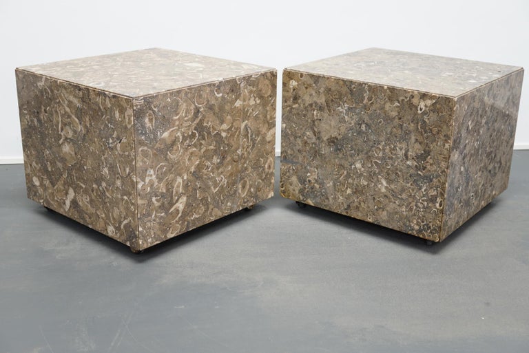 Pair of Italian Marble or Fossil Cube Side Tables at 1stDibs | faux ...