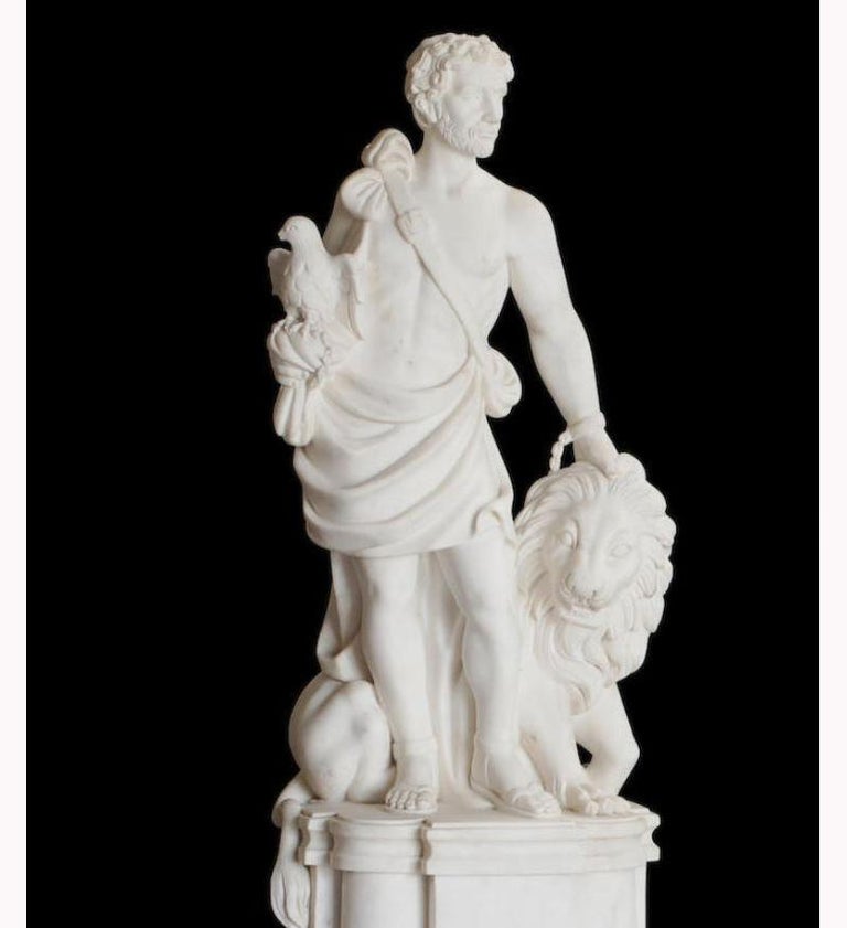Pair of Italian Marble Statues of Hunters at 1stDibs