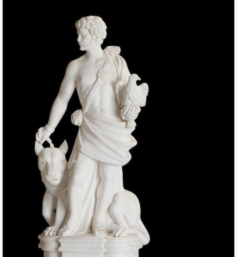 Pair of Italian Marble Statues of Hunters at 1stDibs