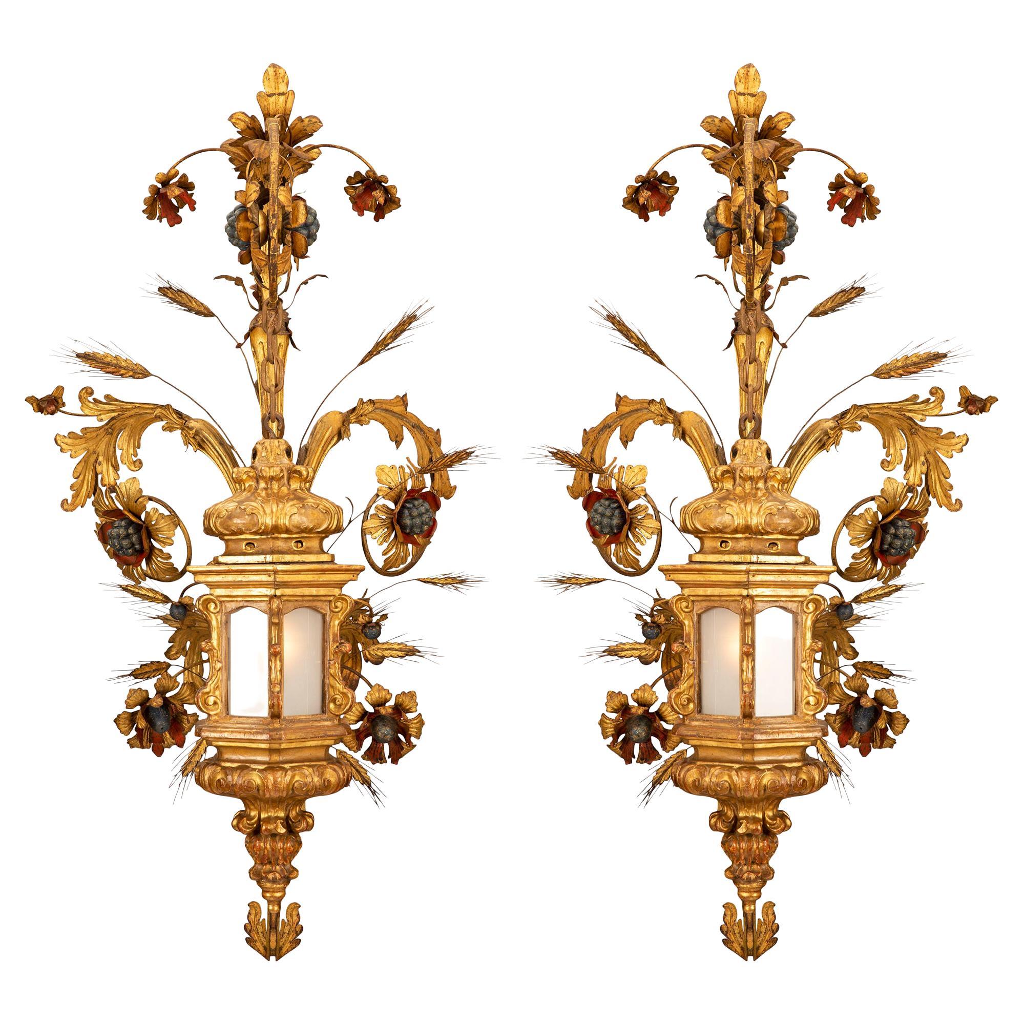 Pair of 18th Century Italian Silver Gilt Venetian Sconces at 1stDibs