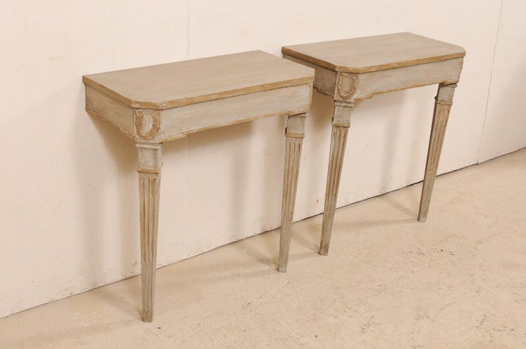Pair of Italian Mid-20th Century Cute Sized Painted Wood Wall Console ...