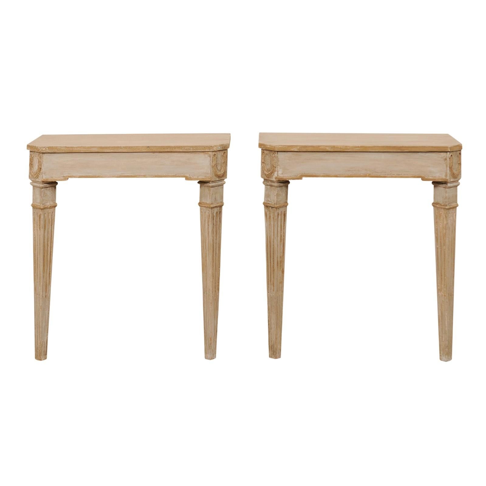 Pair of Italian Mid-20th Century Cute Sized Painted Wood Wall Console ...