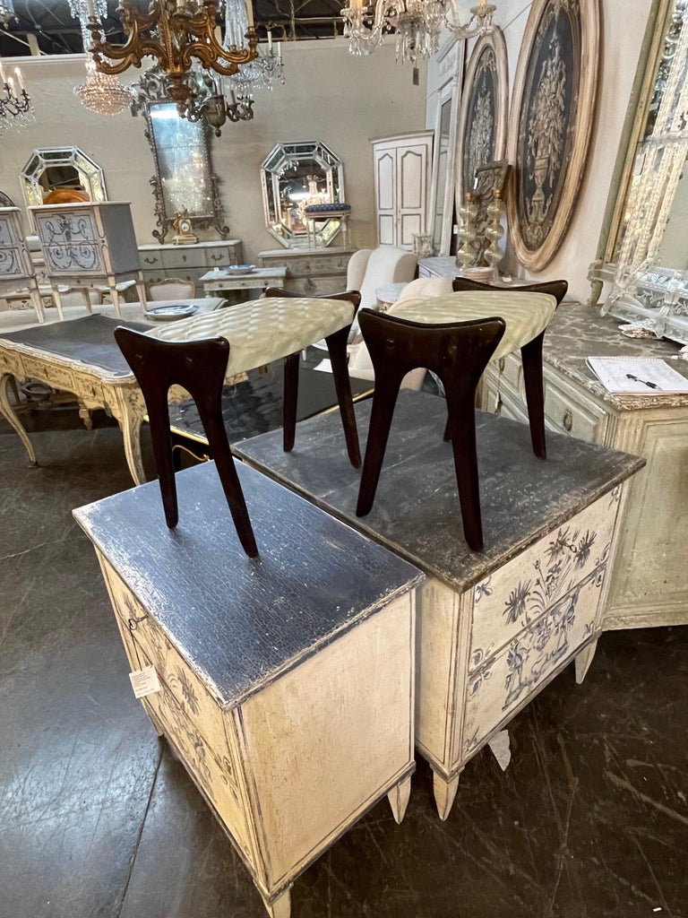 Pair of Italian Mid Century Ebonized Stools For Sale at 1stDibs