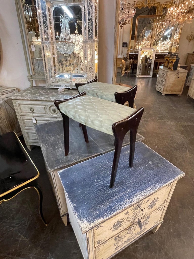 Pair of Italian Mid Century Ebonized Stools For Sale at 1stDibs