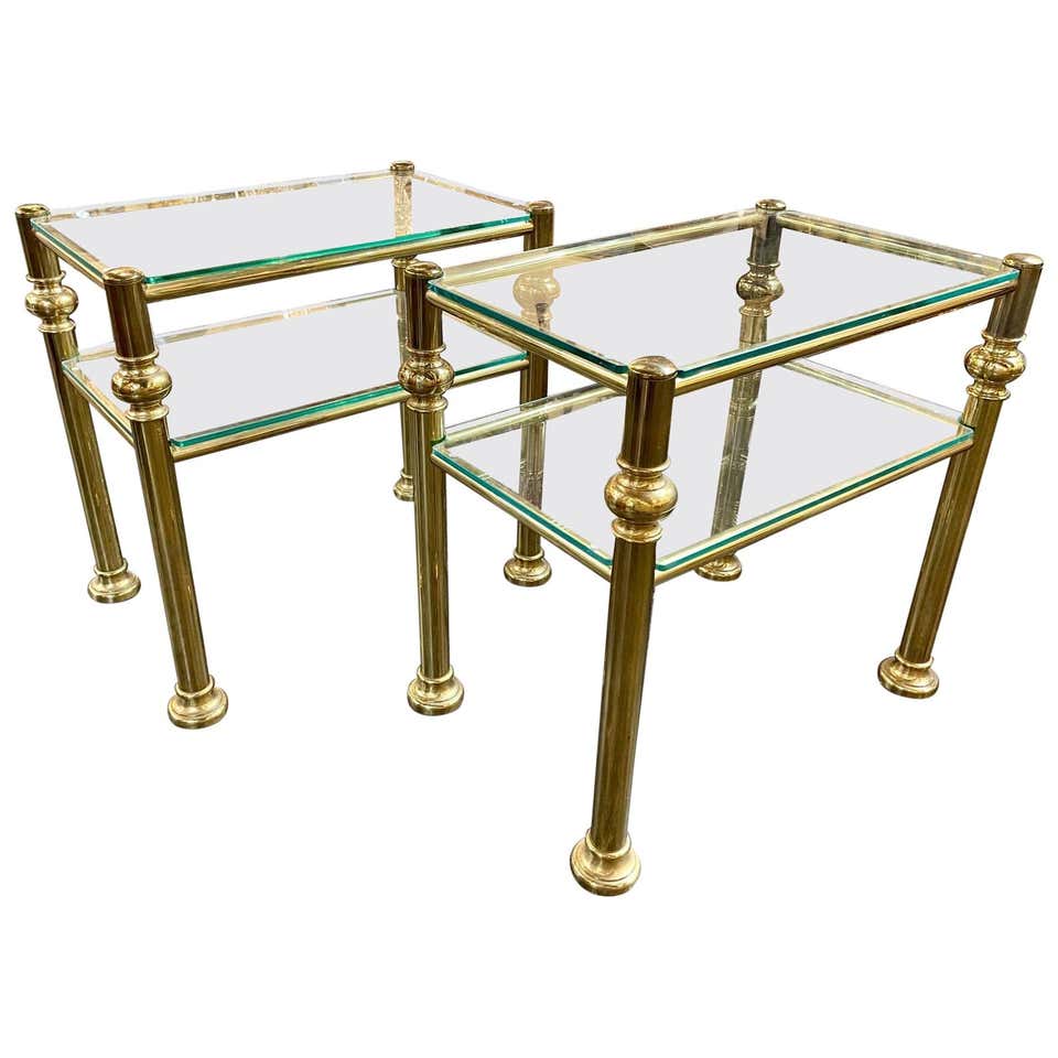 Midcentury Oriental Brass And Lacquered Side Table For Sale At 1stdibs