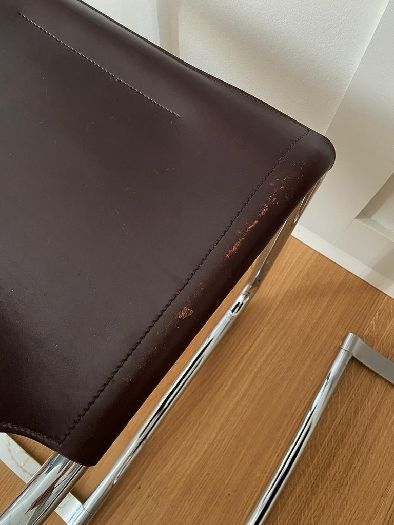 Pair of Italian Mid Century Leather Dining/Office Chairs by Carlo ...