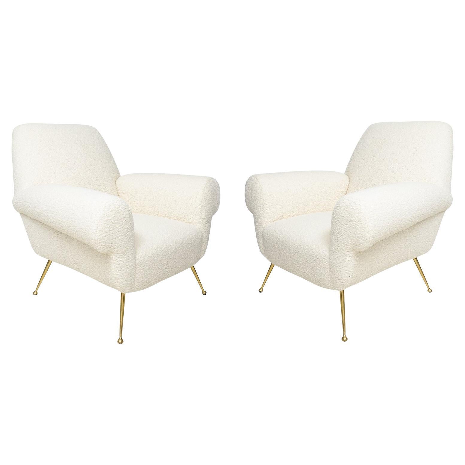 Pair of Socialist Mid-Century Lounge Chairs With Boucle Upholstery For ...