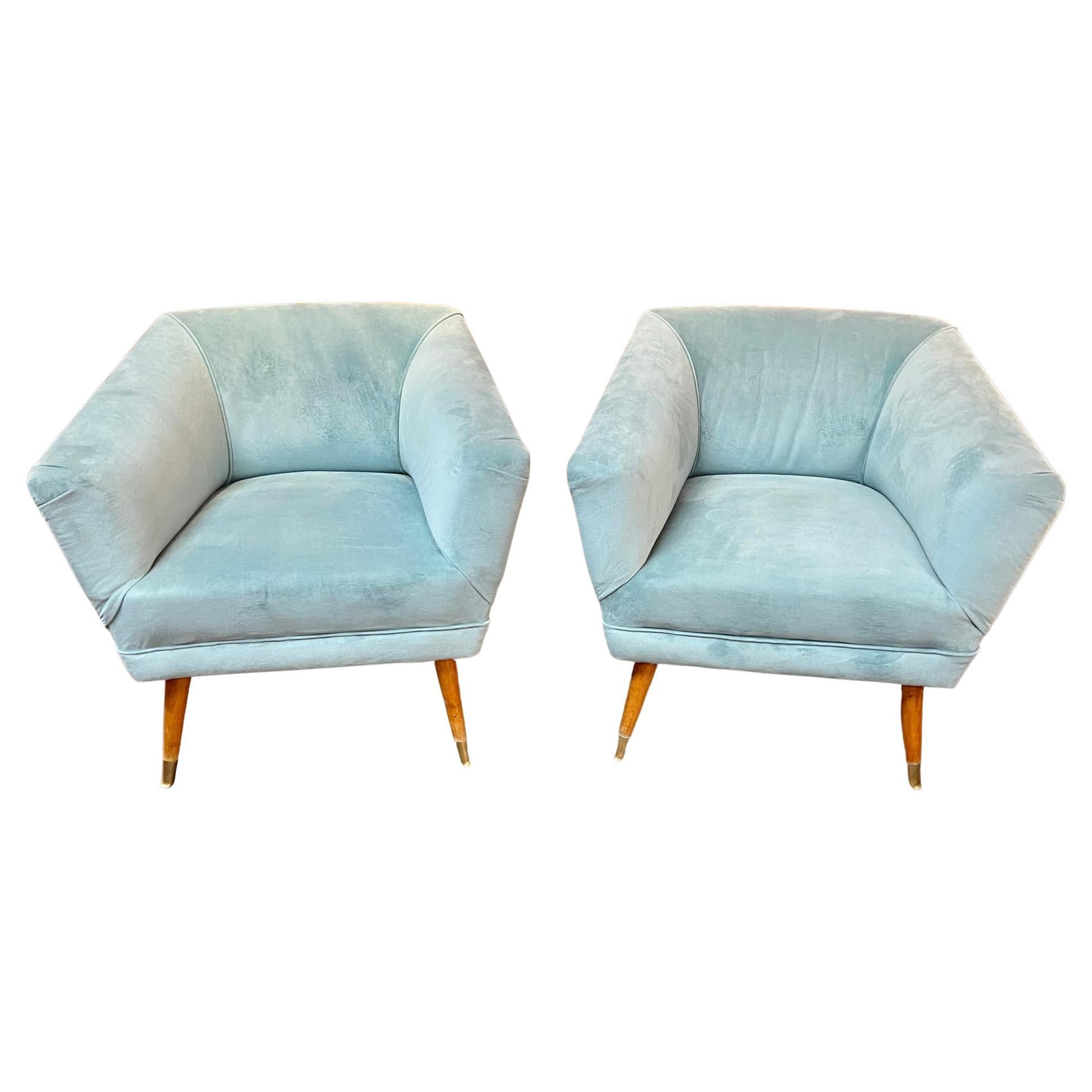 Pair of Mid-Century Italian Design Armchairs Marco Zanuso Style For ...