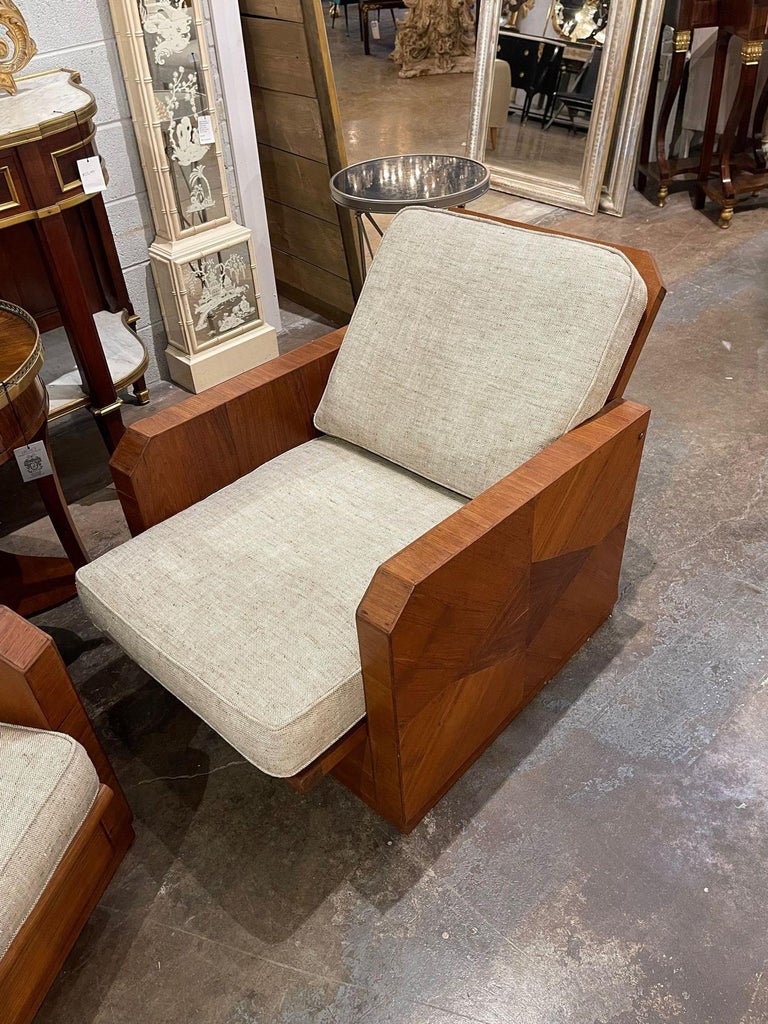Pair of Italian Mid-Century Reclining Club Chairs For Sale at 1stDibs