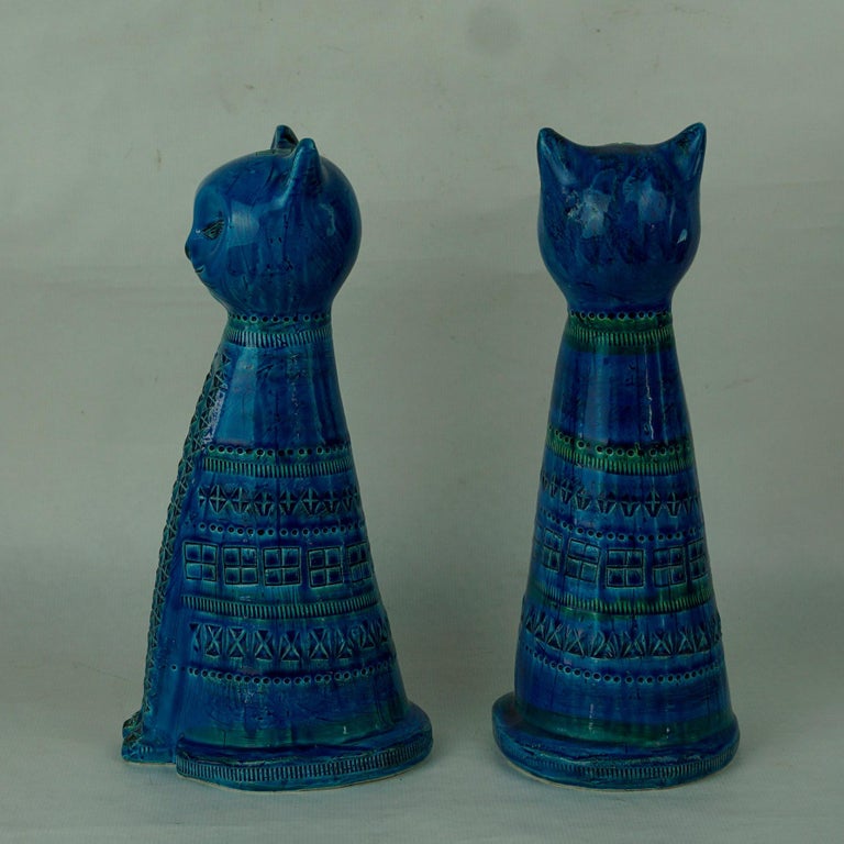 Italian Midcentury "Rimini Blu" Ceramic Cat by Aldo Londi for Bitossi ...