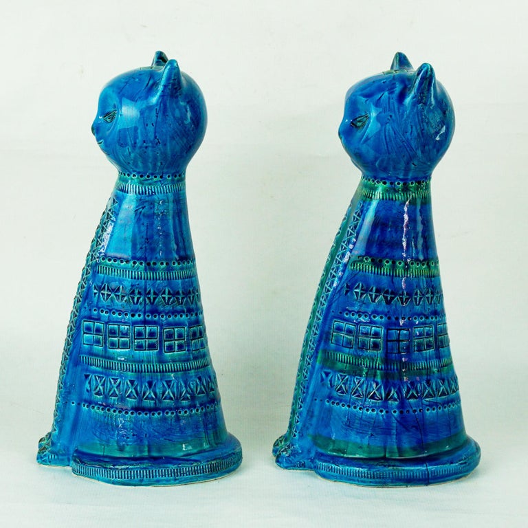 Italian Midcentury "Rimini Blu" Ceramic Cat by Aldo Londi for Bitossi ...