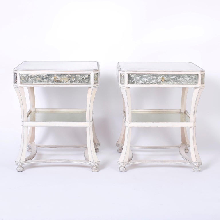 Pair of Italian Mirrored End Tables For Sale at 1stDibs