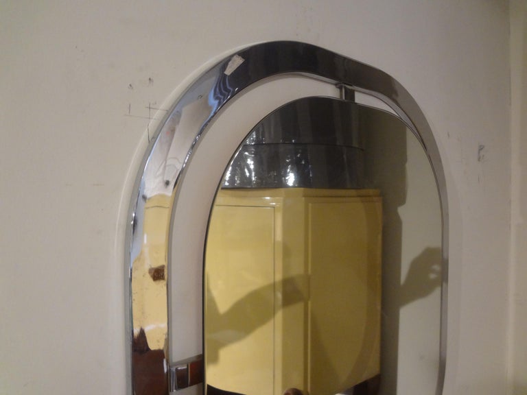 Pair of Italian Modern Chrome Mirrors For Sale at 1stDibs