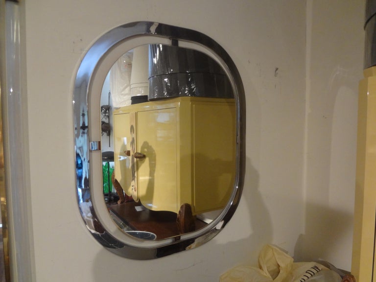 Pair of Italian Modern Chrome Mirrors For Sale at 1stDibs