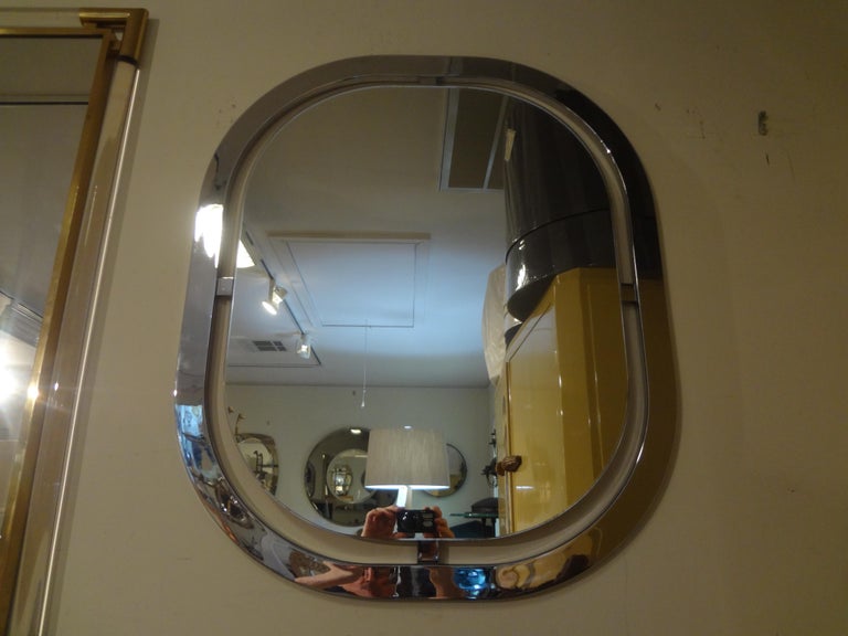 Pair of Italian Modern Chrome Mirrors For Sale at 1stDibs