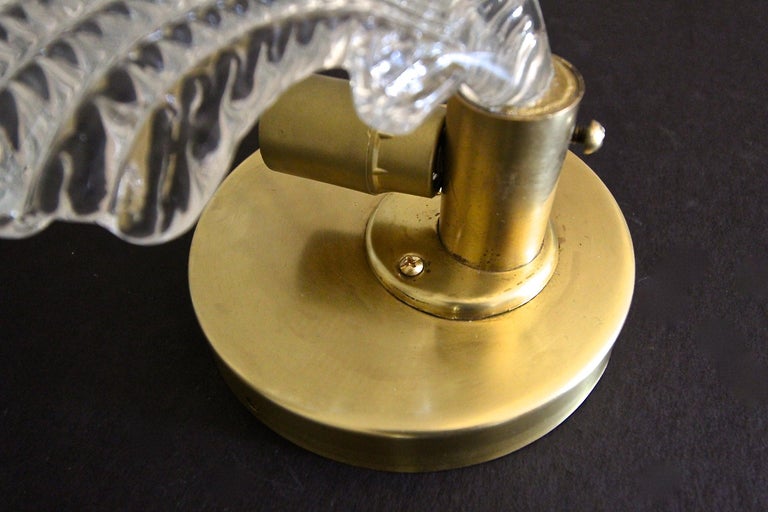 Pair of Italian Murano Glass Clam Shell Shaped Wall Sconces at 1stDibs