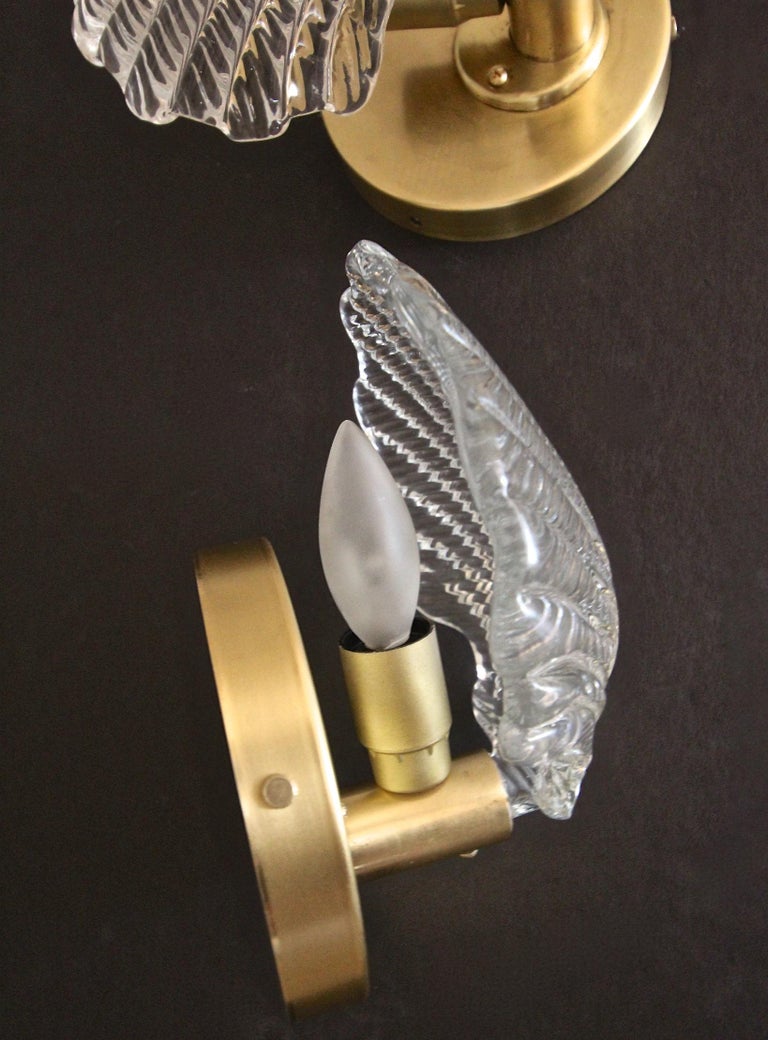 Pair of Italian Murano Glass Clam Shell Shaped Wall Sconces at 1stDibs