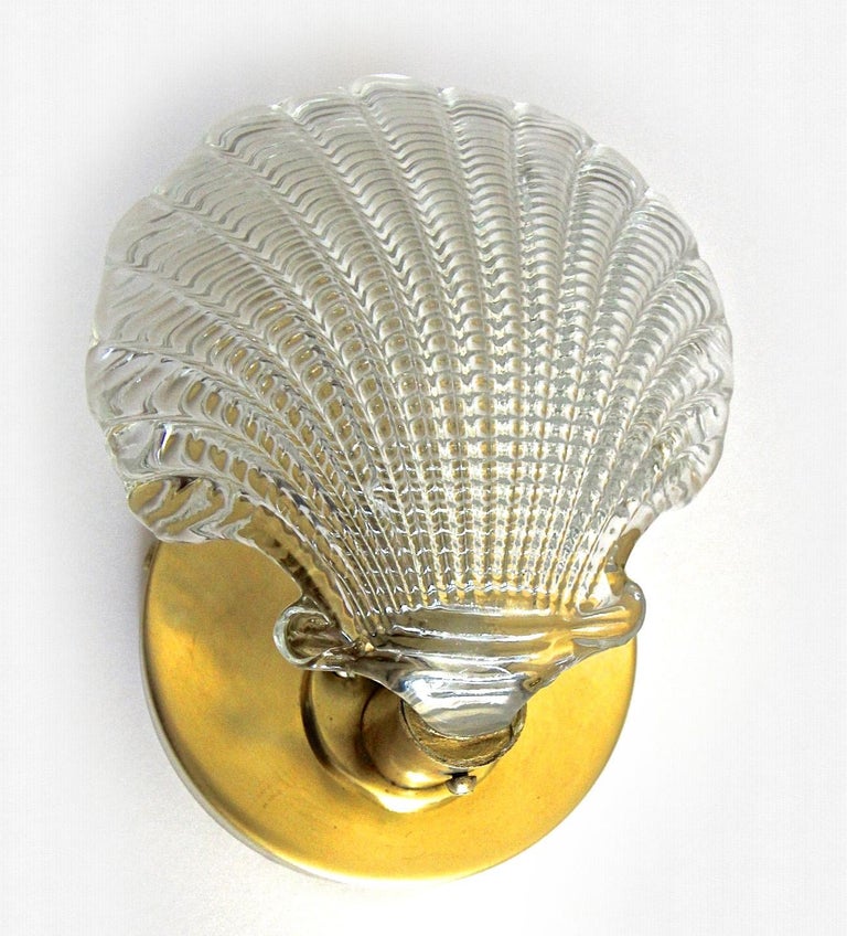 Pair of Italian Murano Glass Clam Shell Shaped Wall Sconces at 1stDibs ...