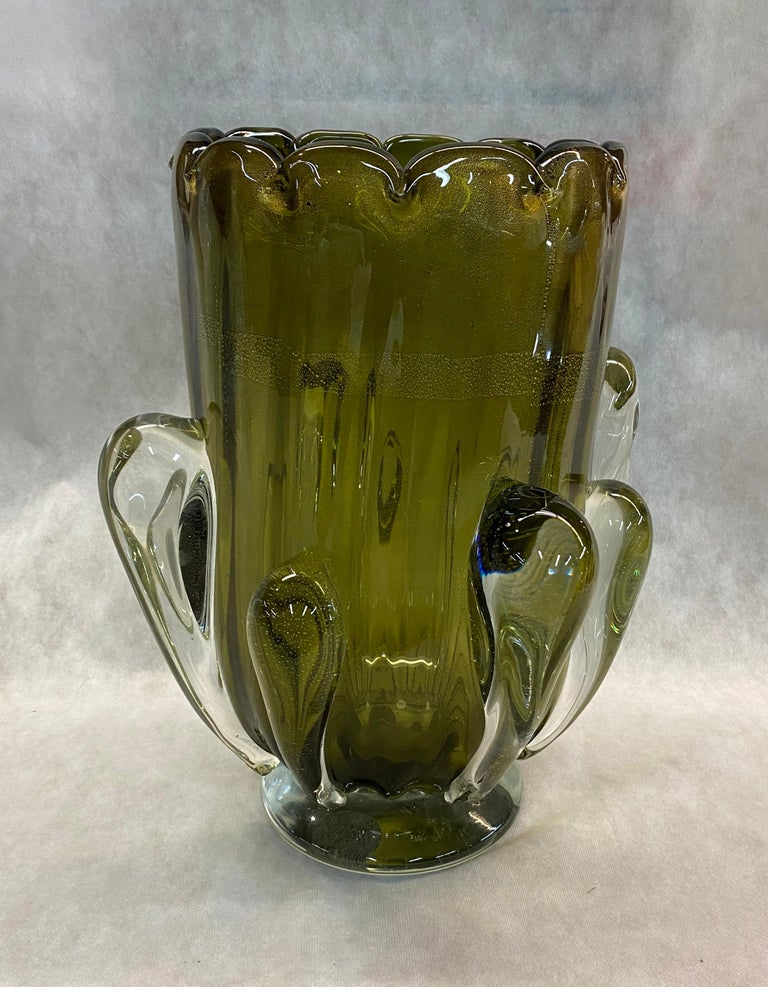 Pair of Italian Murano Glass Vases For Sale at 1stDibs