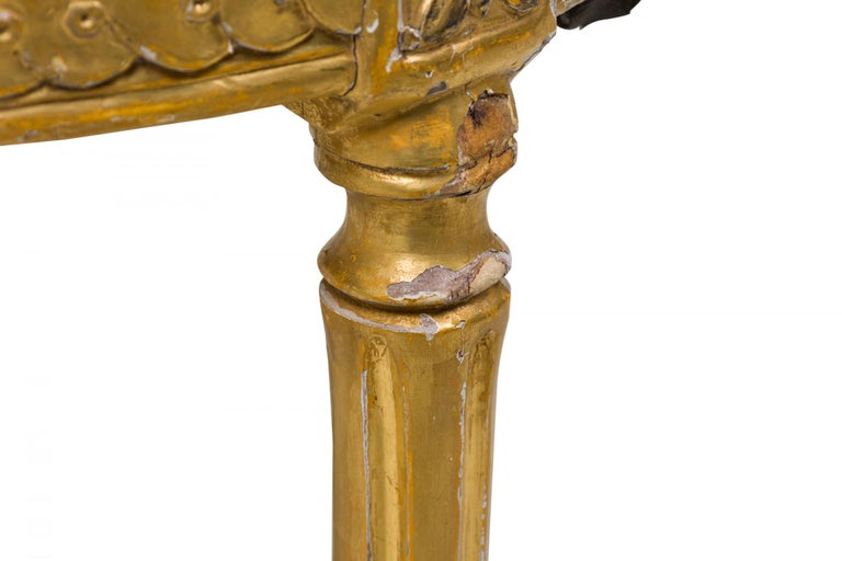 Pair of Italian Neo-Classic Giltwood Upholstered Taborets / Benches ...