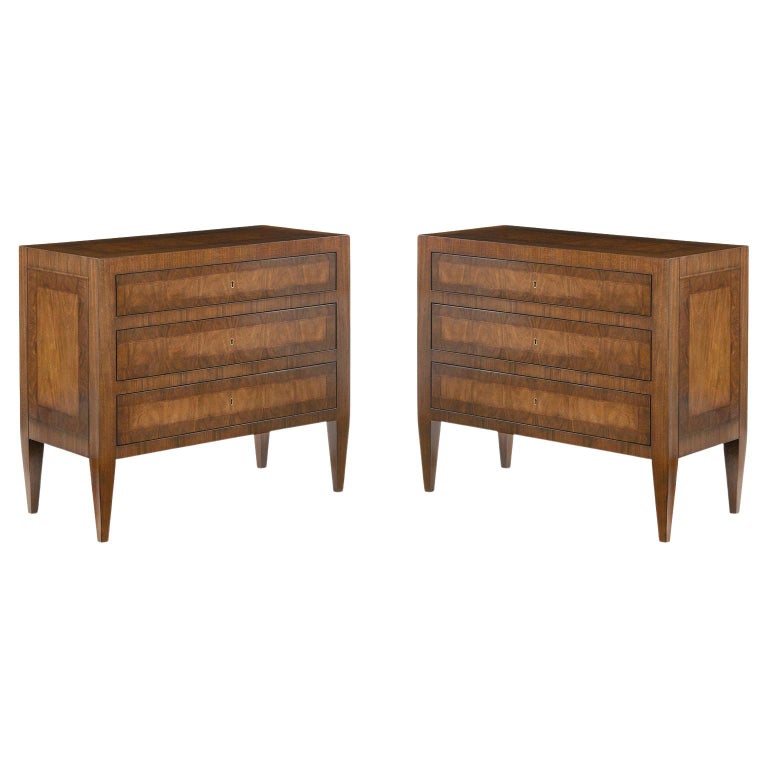 Pair of Italian Neo Classic Three Drawer Commodes - 36" For Sale at 1stDibs