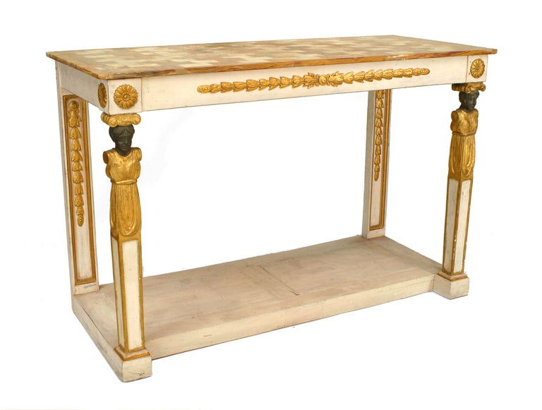 Pair of Italian Neo-Classic Painted Onyx Top Console Tables For Sale at ...