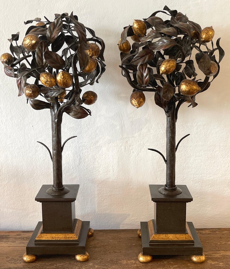 Pair of Italian Neoclassical Gilt and Patinated Tole Lemon Tree ...