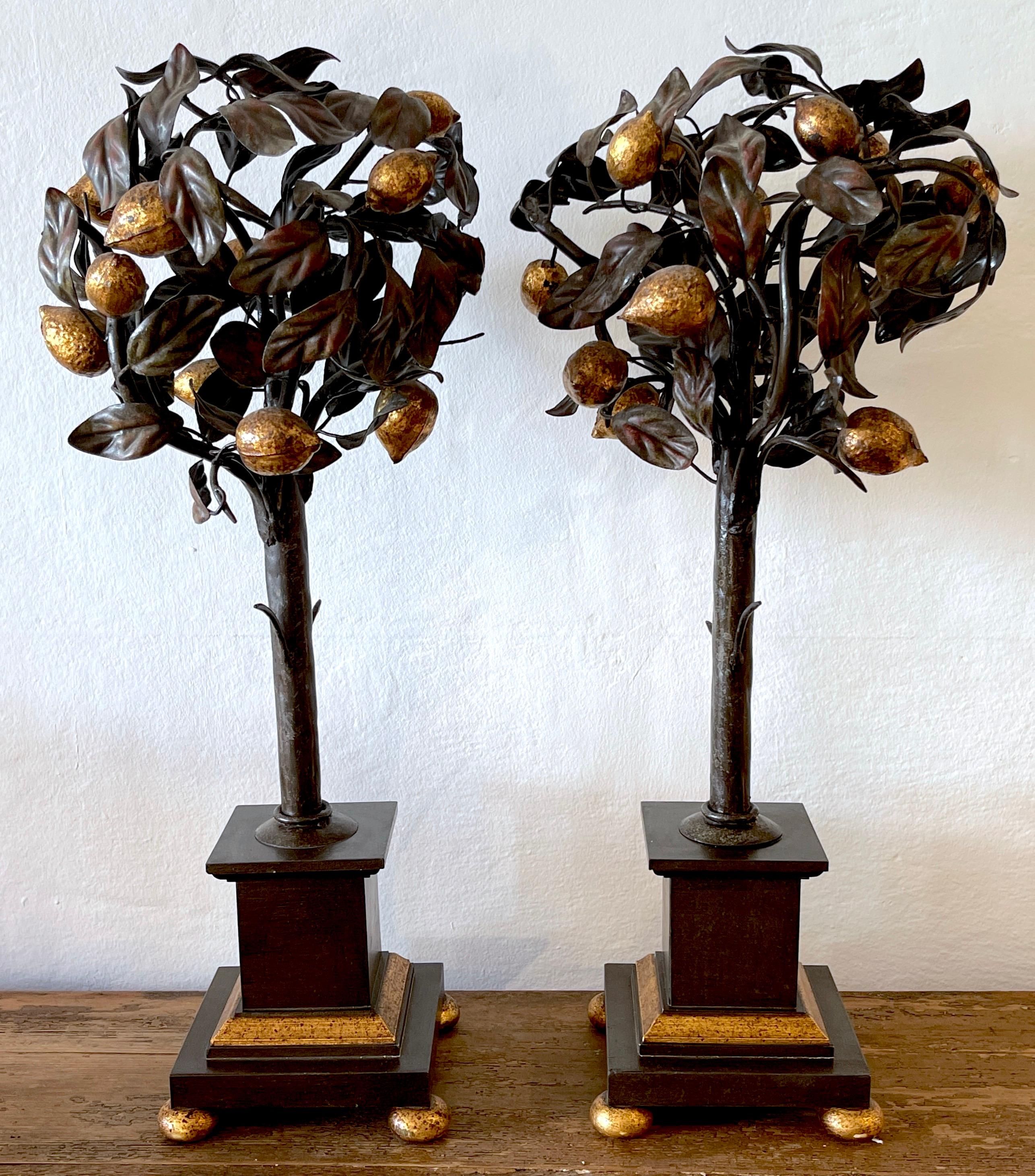 Pair of Italian Neoclassical Gilt and Patinated Tole Lemon Tree ...