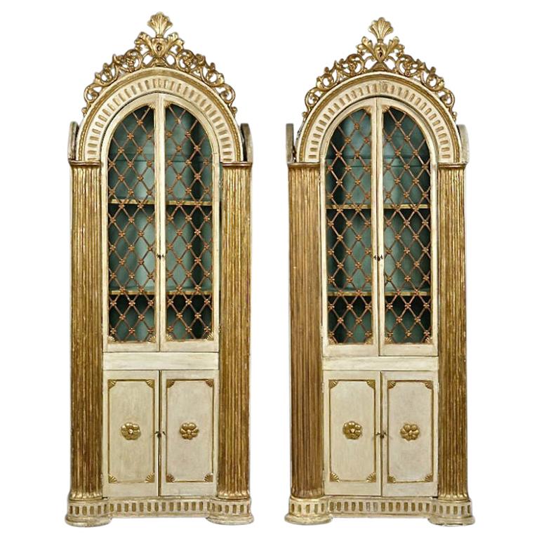 Pair of Italian Neoclassical Library Cabinets or Bookcases at 1stDibs