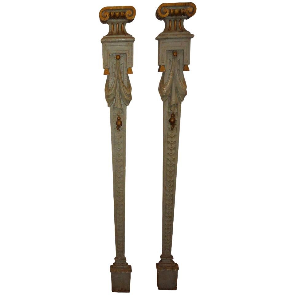 Pair Unusual French Columns with Corner Pieces and Original Paint For ...