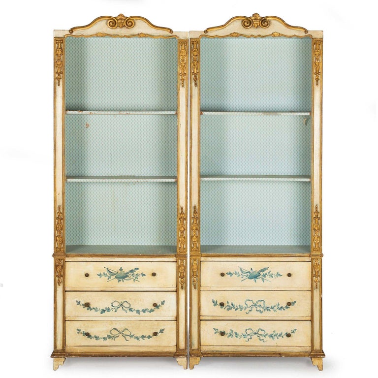 Pair of Italian Neoclassical Style Painted Bookcase Bookshelves ...