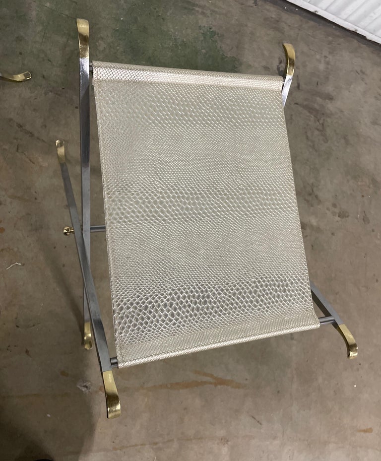 Pair of Italian Neoclassical Style Steel and Brass Folding Campaign ...