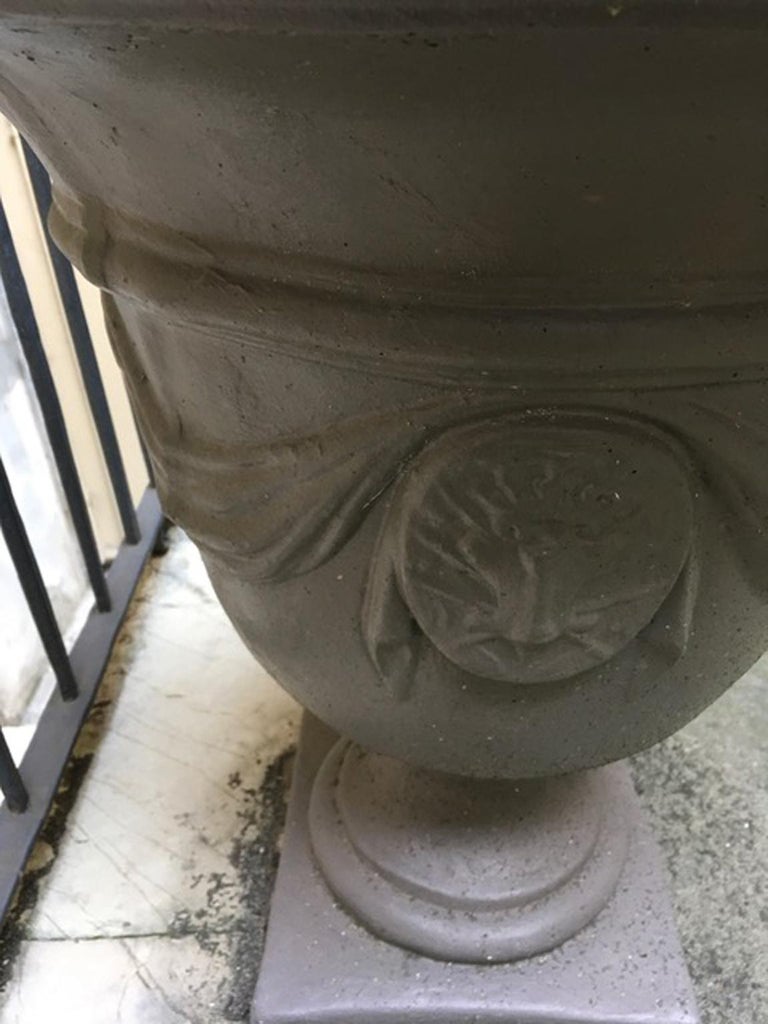 Pair of Italian Neoclassical Style Stone Paste Gardens Urns Hand Paint ...