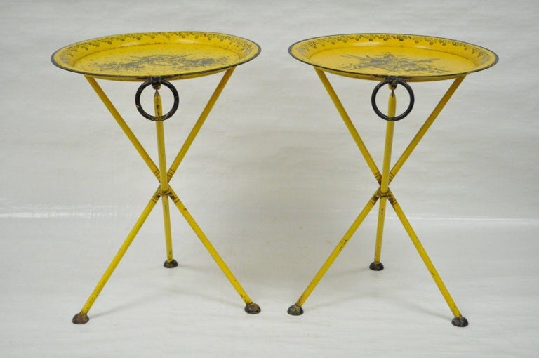 Pair of Italian Neoclassical Tole Metal Folding Side Tables Yellow ...
