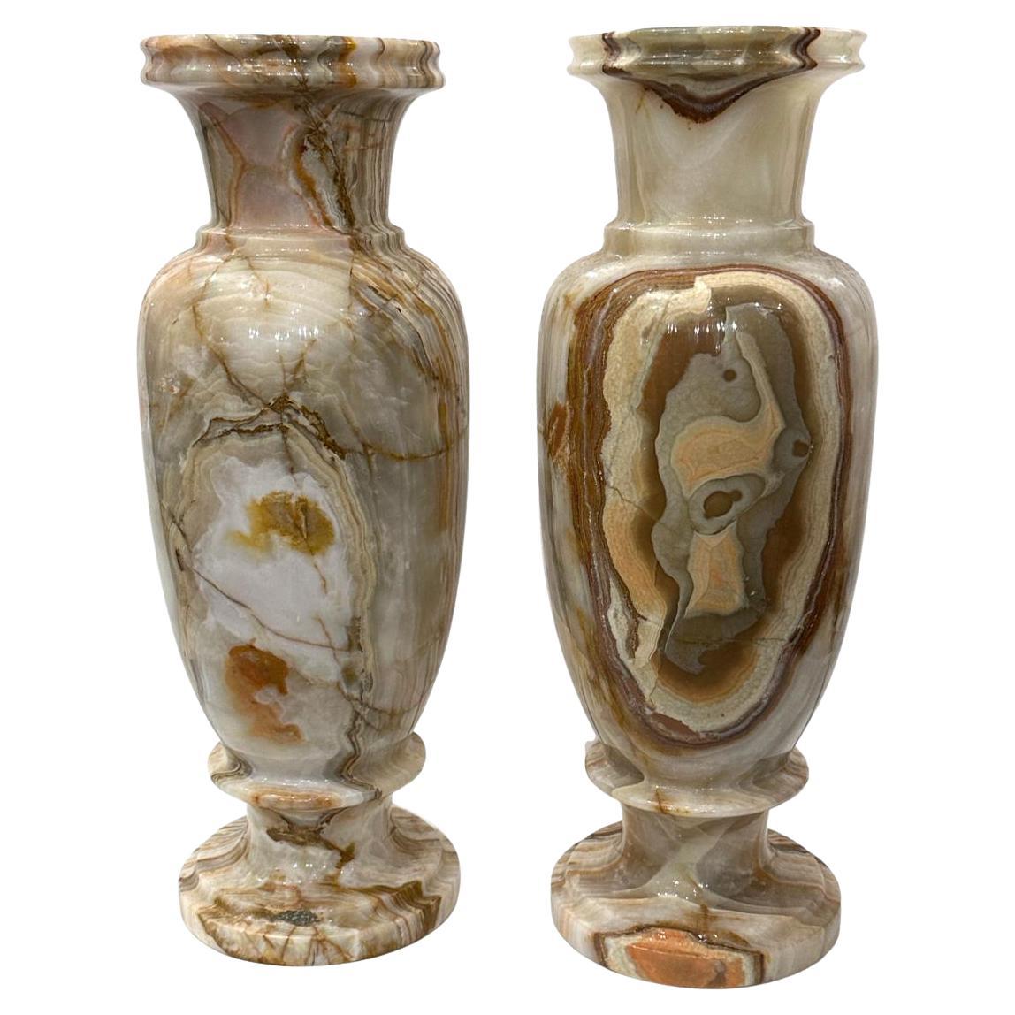 Two Art Deco Faux Marble Lacquered Wood Italian Vases For Sale at 1stDibs