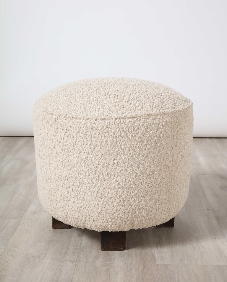 Pair of Italian Organic Modern Boucle Stools with Wood Feet For Sale at ...