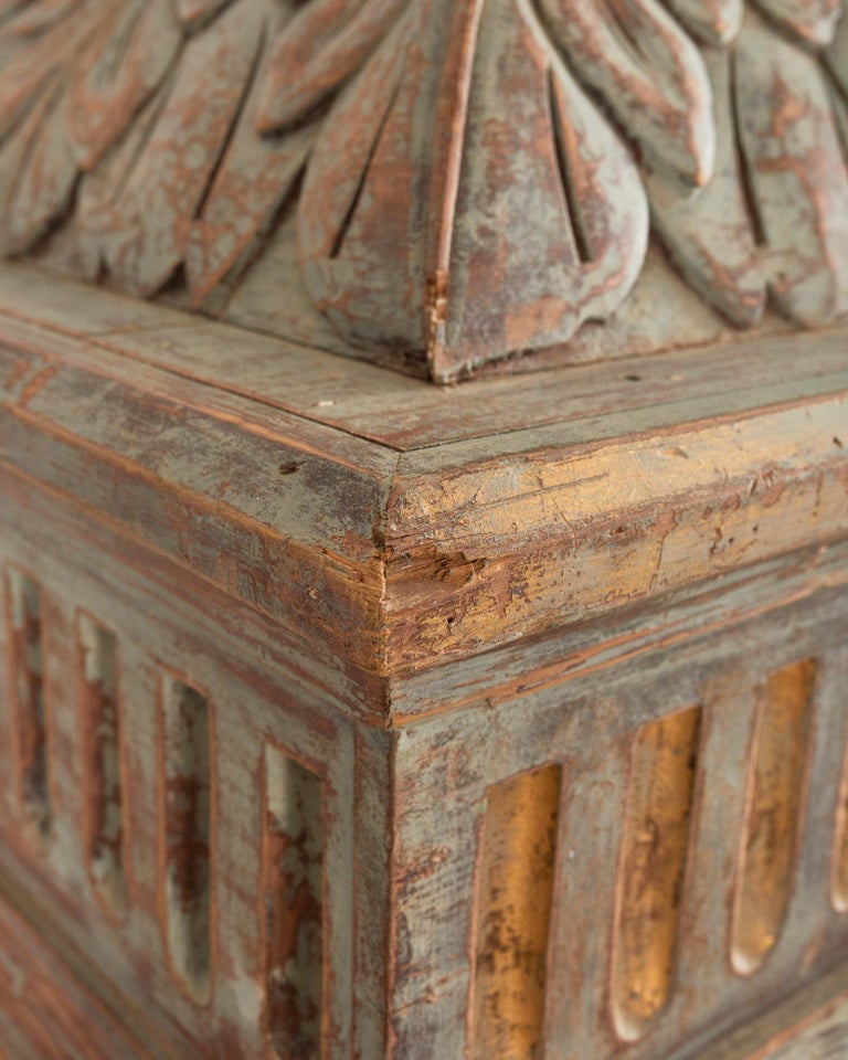 Pair of Italian Painted Altar Display Pedestal Vitrines For Sale at 1stDibs