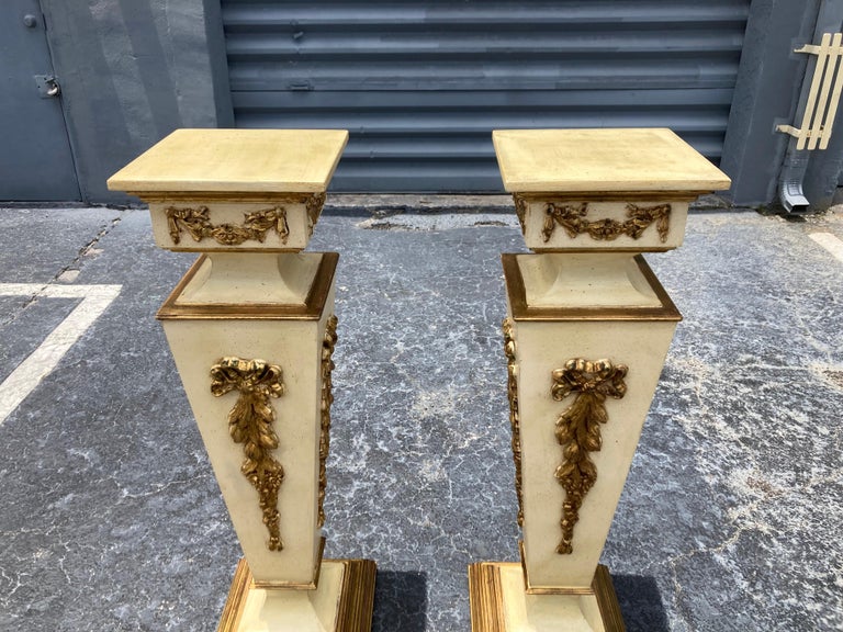 Pair of Italian Pedestals, Columns, Stand, Gold, Beige, 1950s For Sale ...