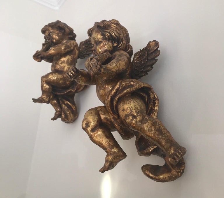 Pair of Italian Putti Playing Musical Instruments at 1stDibs