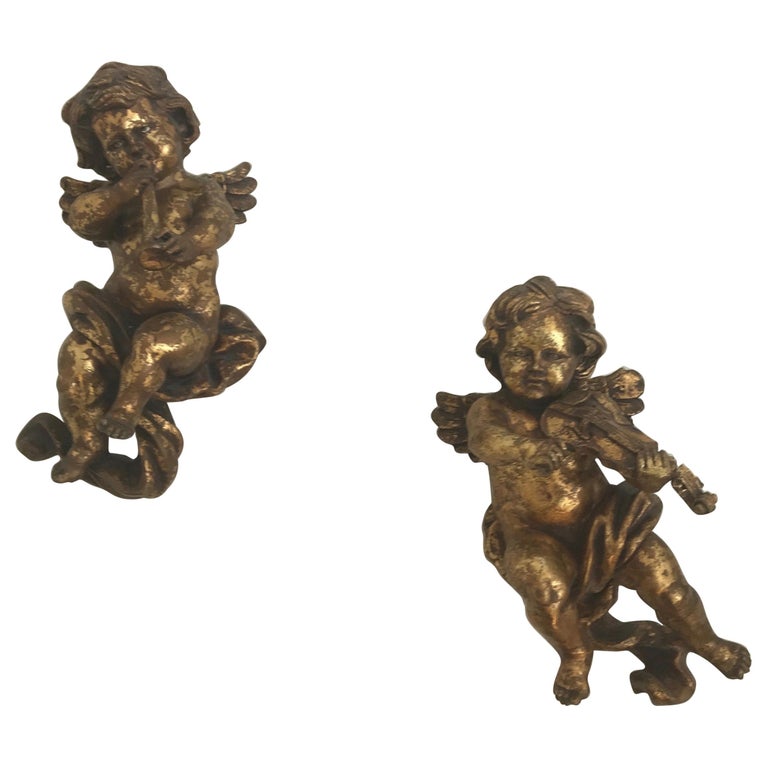 Pair of Italian Putti Playing Musical Instruments at 1stDibs