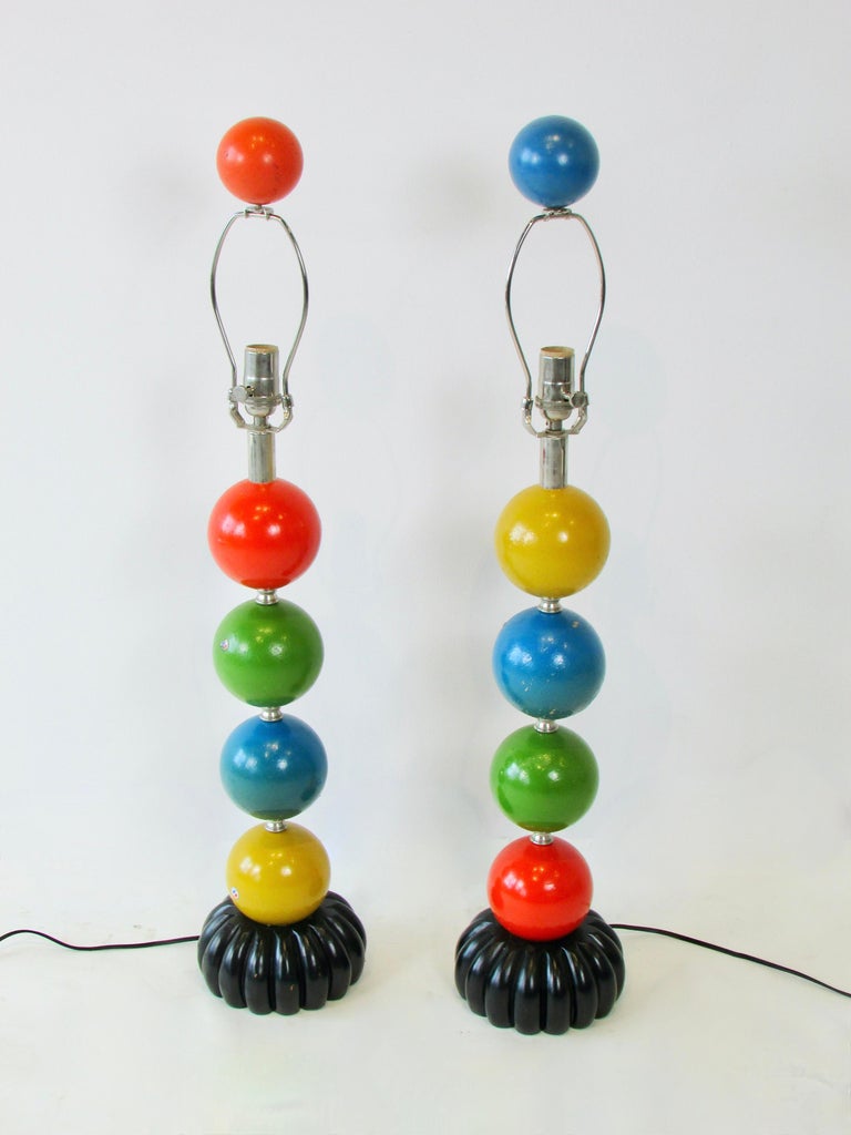 Pair of Italian Red Green Blue and Yellow Stacked Juggling Balls Table ...