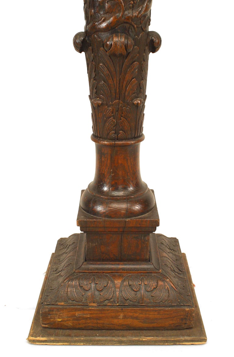 Pair of Italian Renaissance Oak Pedestal Figures For Sale at 1stDibs